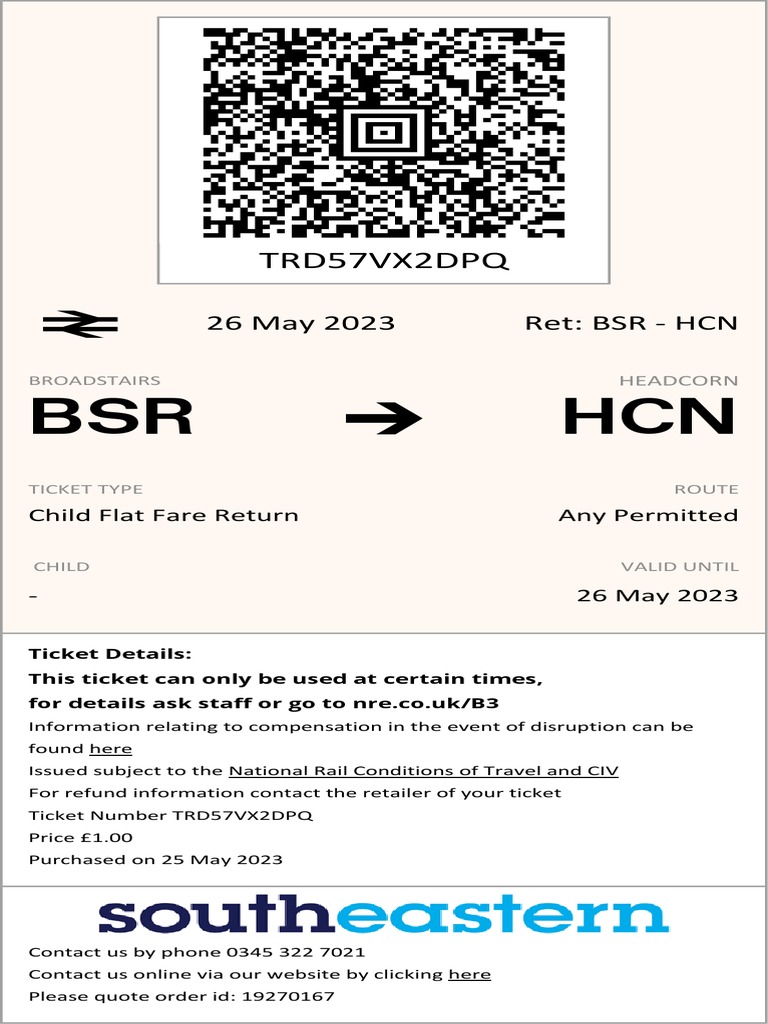 Broadstairs Train Ticket Example | PDF