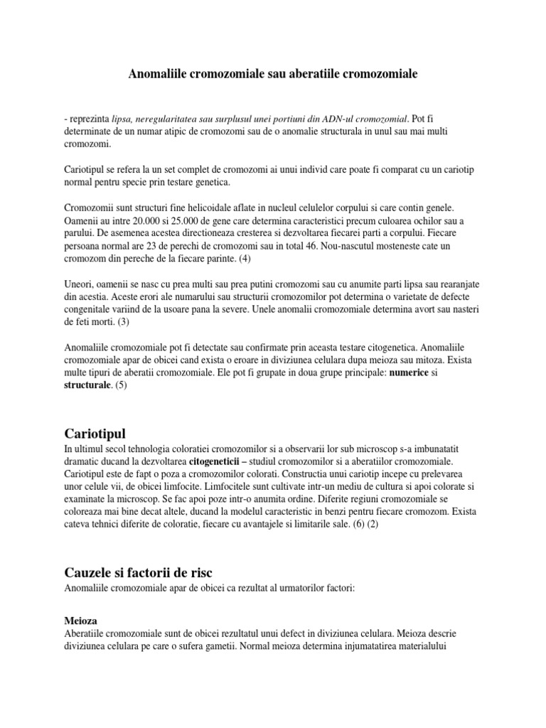Anomalii cromozomiale | PDF