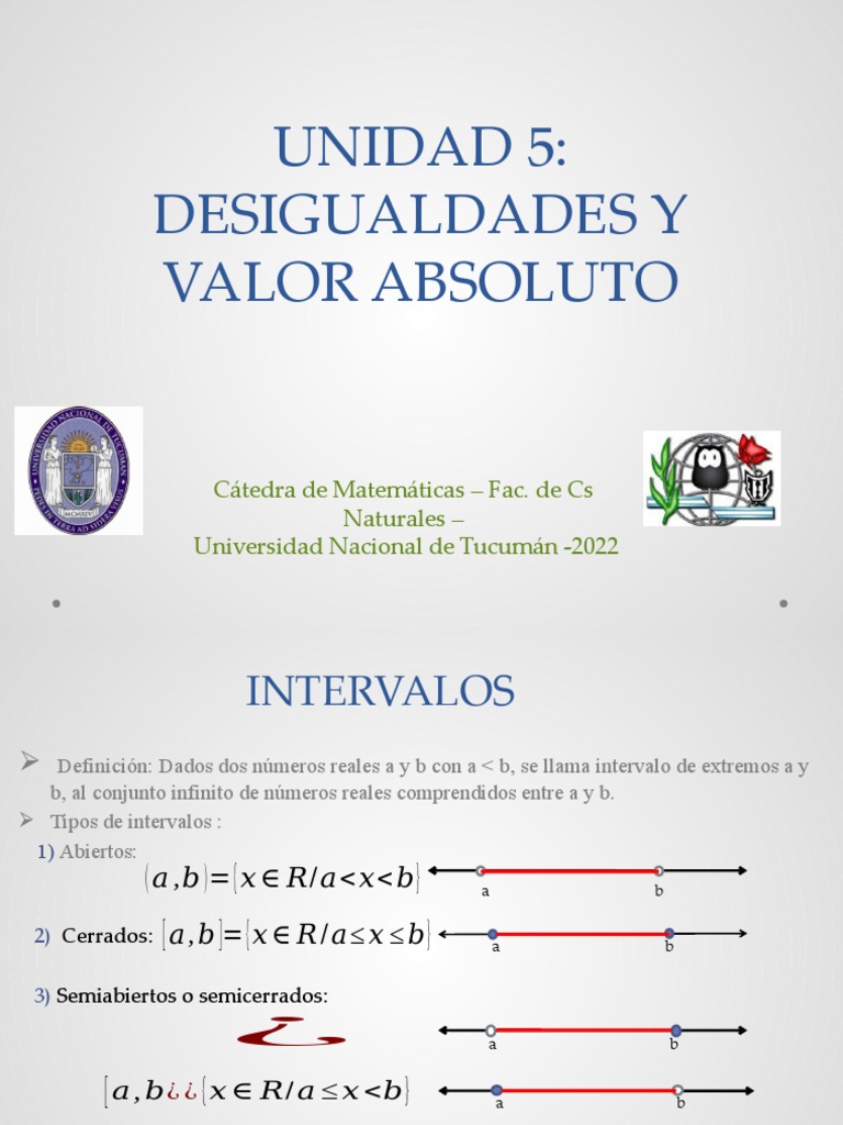 3ra Clase - Desigualdades - Valor Absoluto-18-4-22 | PDF | Intervalo (Matemáticas) | Desigualdad ...