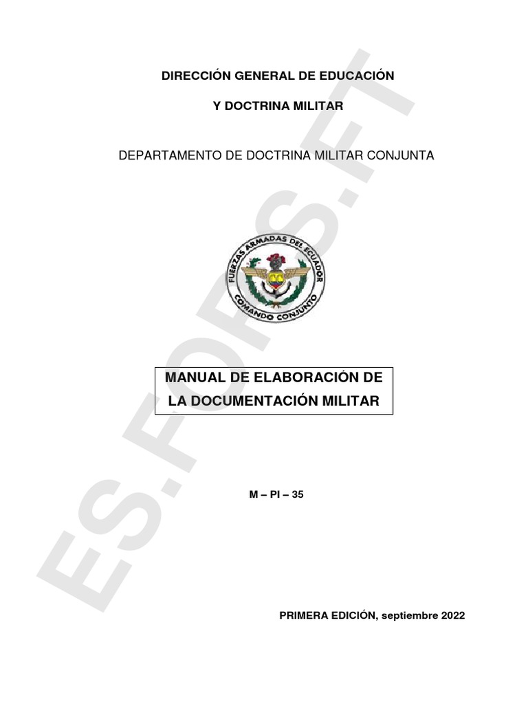 Manual de Elaboración de La Documentación Militar (Medomi) | PDF ...