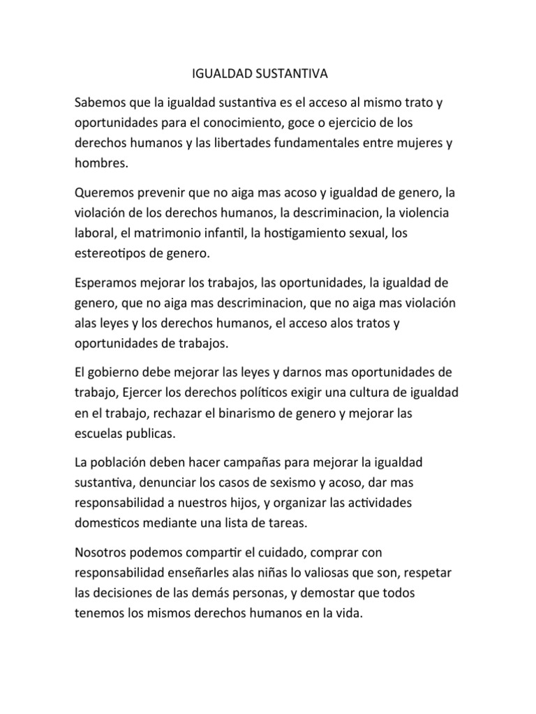 Igualdad Sustantiva | PDF