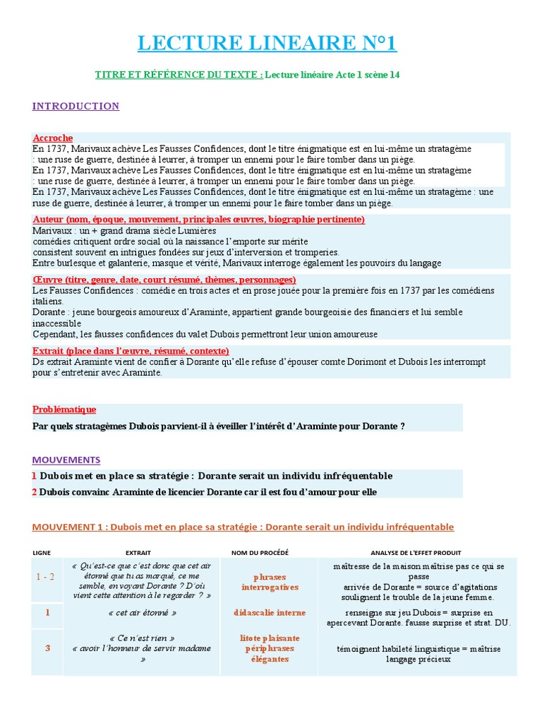 Lecture Lineaire 1 | PDF