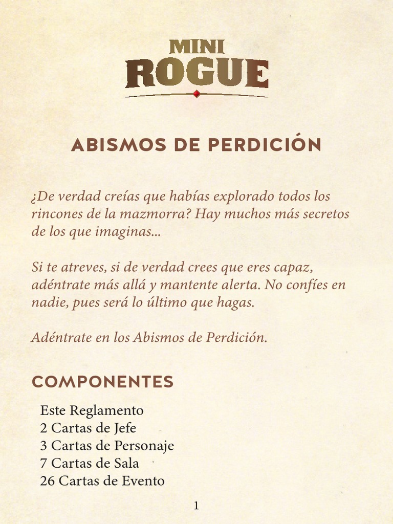 Mini Rogue - Expansion Depths of Damnation - Reglas - ES | PDF