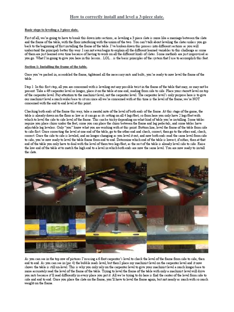 How To Correctly Install and Level A 3-Piece Slate-1 | PDF | Screw