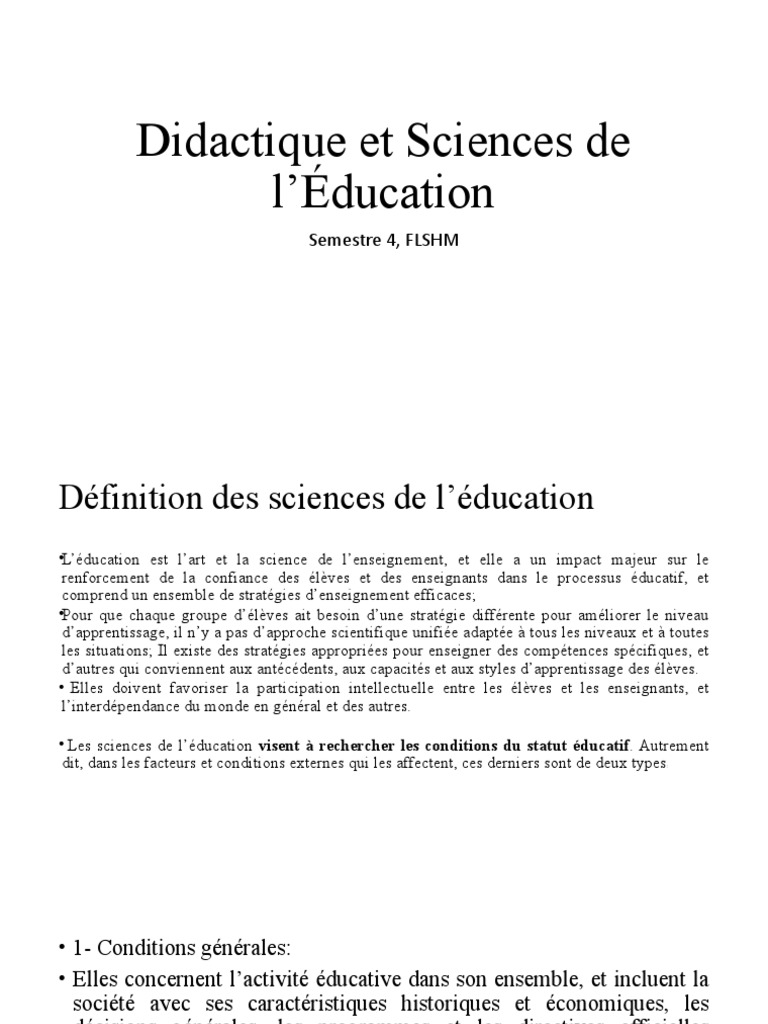Didactique Sciences Éduc | PDF | Pédagogie | Enseignement
