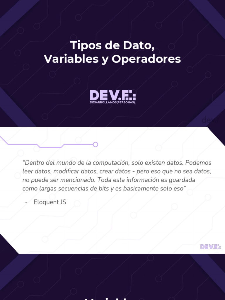 1.3 Variables, Tipos de Datos y Operadores | PDF | Variable (informática) | Tipo de datos