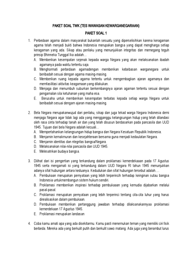 Paket Soal TWK 1 | PDF