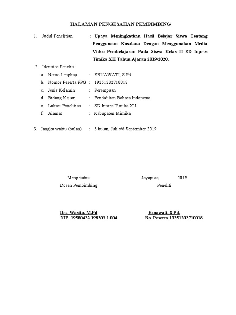 Halaman Pengesahan PTK | PDF