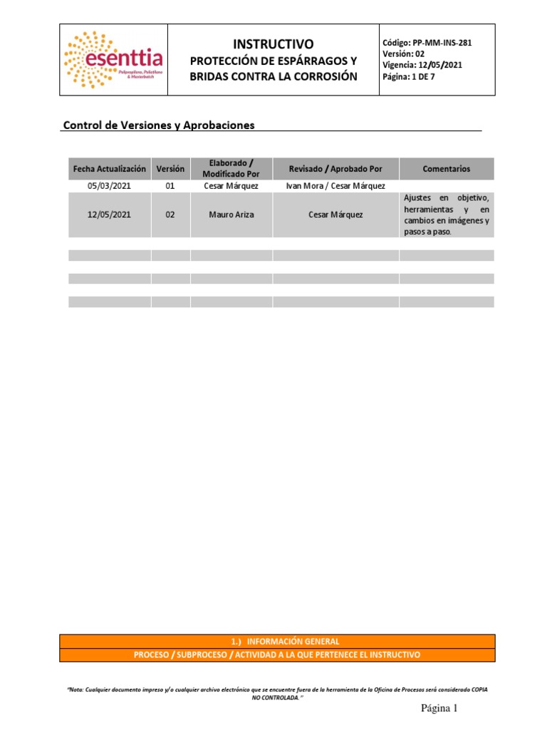 PP-MM-INS-281 - 02 - PP-MM-INS-281 PROTECCIÓN DE ESPÁRRAGOS Y BRIDAS ...