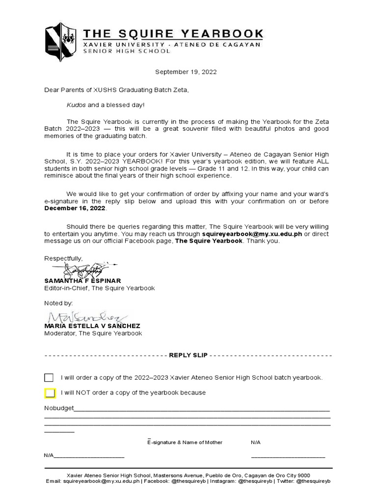 Letter To Parents and Reply Slip | Download Free PDF | Written ...