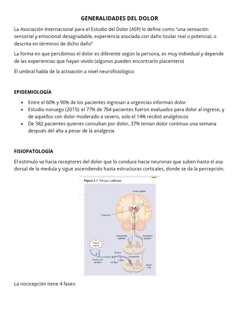 Epidemiología y Manejo del Dolor | PDF