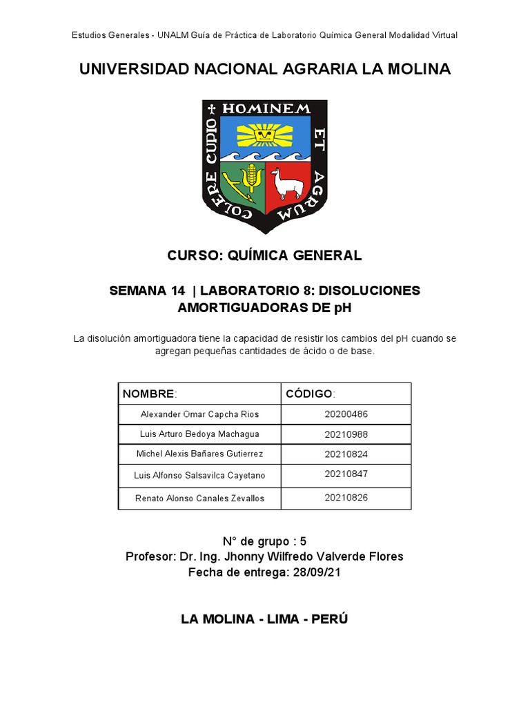 INFORME - Diluciones Amortiguadoras de PH | PDF | Solución tampón | Ácido