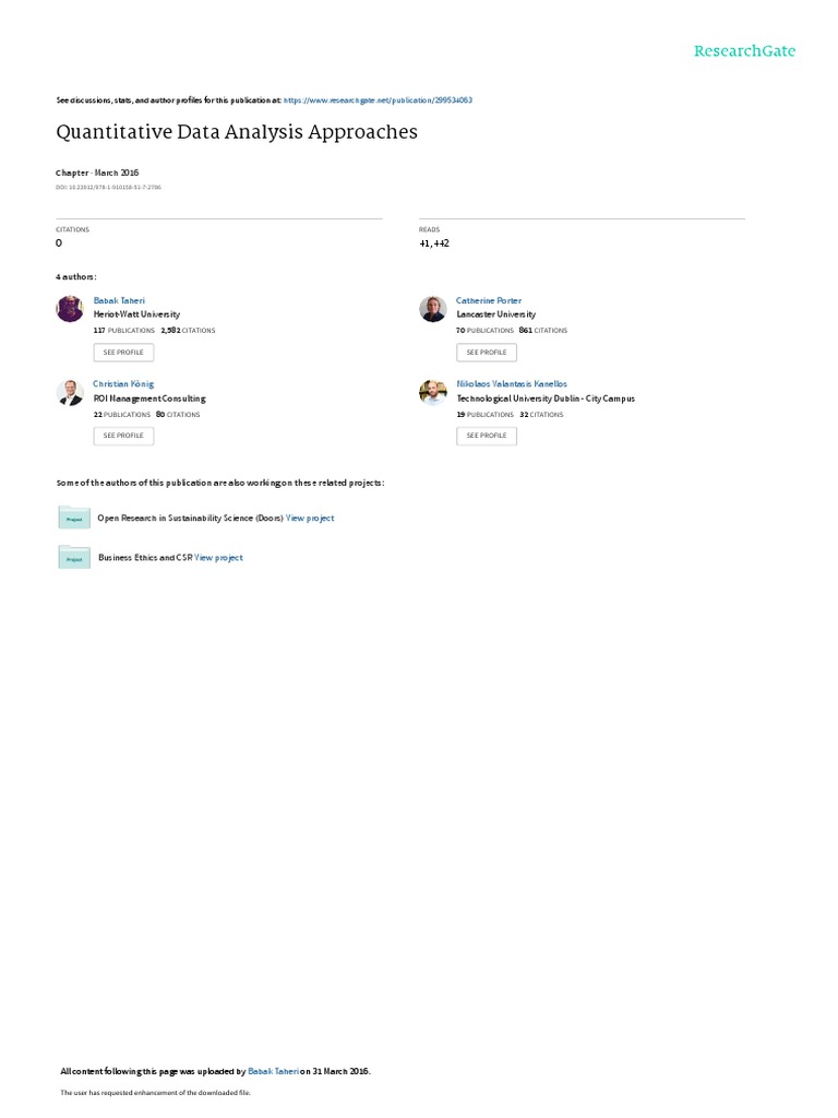 Quantitative Data Analysis Approaches Pdf Spss Data
