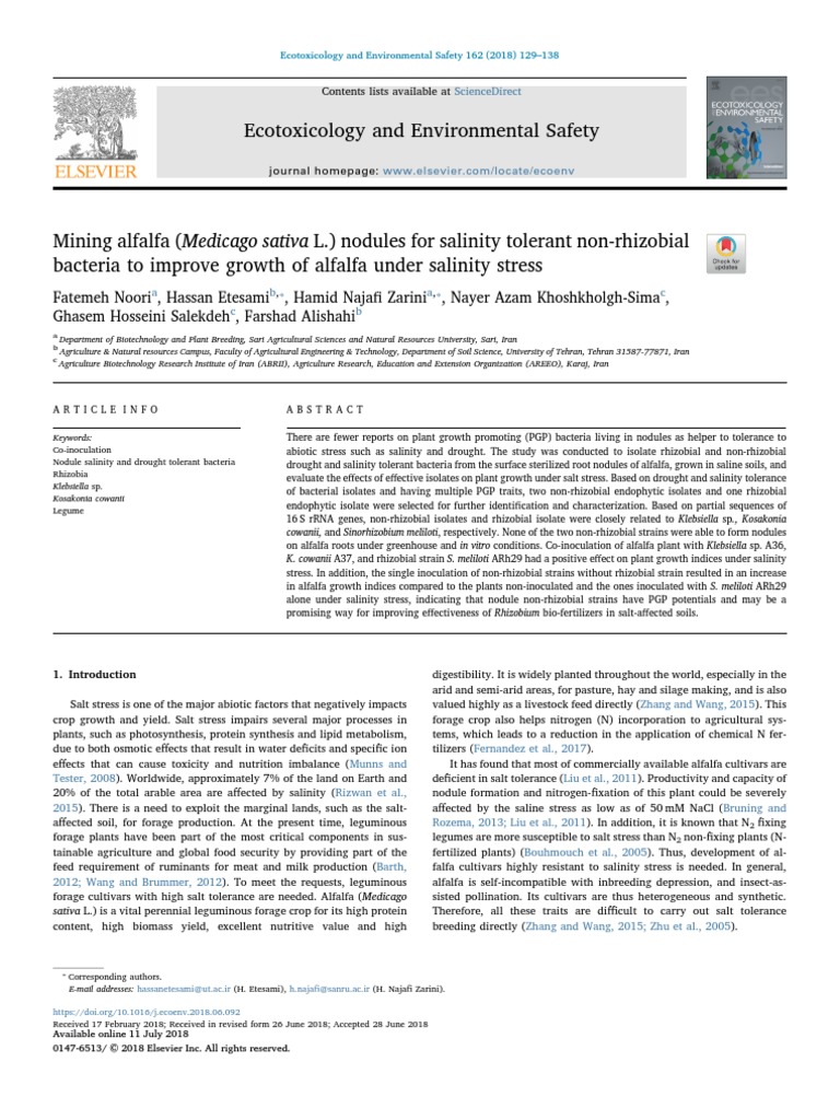 17 - Noori Et Al., 2018 | PDF | Alfalfa | Superoxide Dismutase