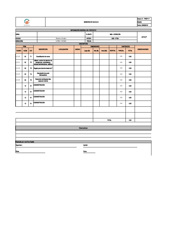 Formato Memoria para Acta Proyectada | PDF | Albañilería | edificio