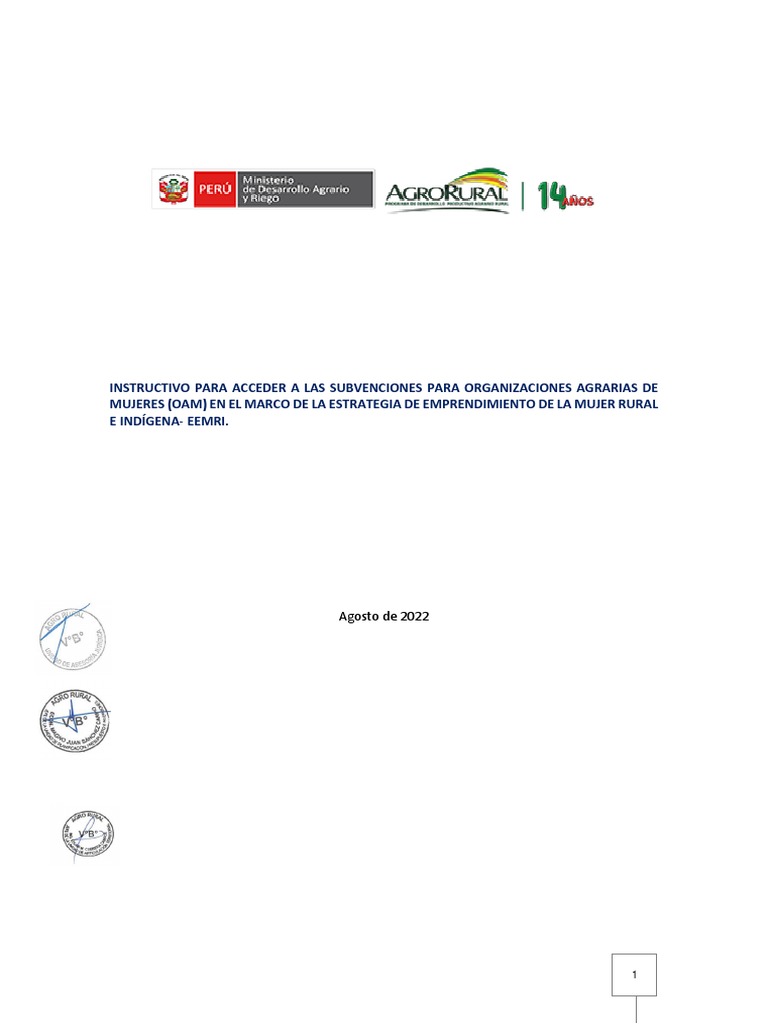 Instructivos Subvencion Emmri Agro Rural Agosto 2022 Ok 2 | PDF | Agricultura | Presupuesto