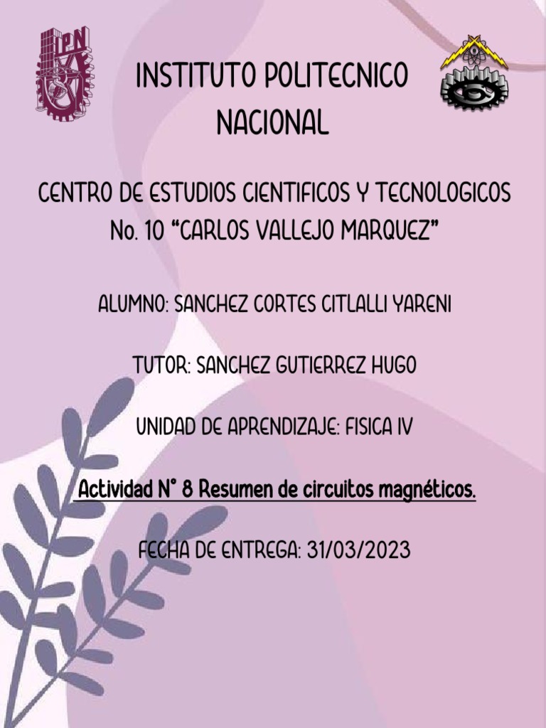 Actividad #8 Resumen de Circuitos Magnéticos | PDF | Campo magnético ...