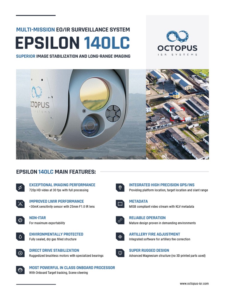 Octopus ISR Systems Epsilon 140LC Datasheet | PDF | Infrared | Zoom Lens