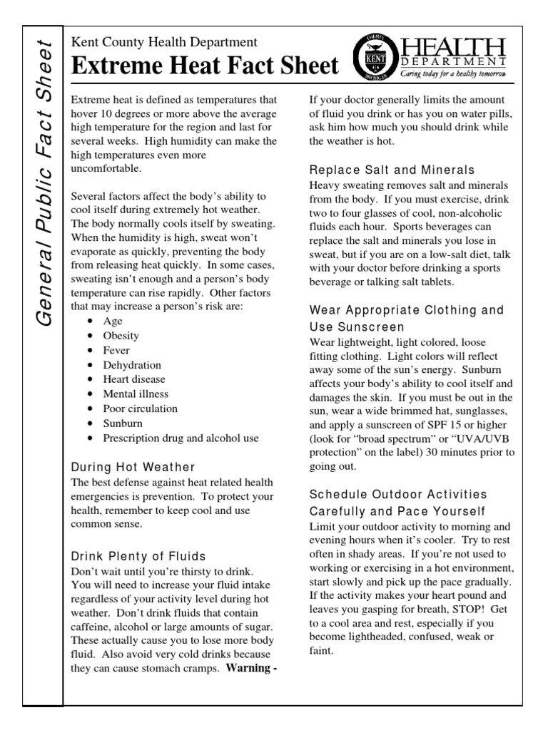 Kent Co. Extreme Heat Fact Sheet | Download Free PDF | Heat Wave ...