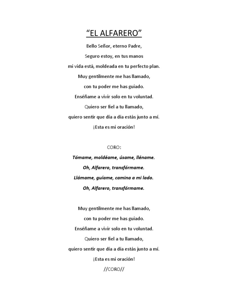 Cancion Aleluya El Alfarero | PDF