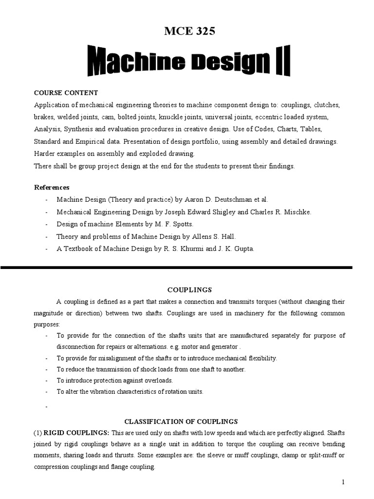 Machine Design II (MCE325) | PDF | Clutch | Buckling