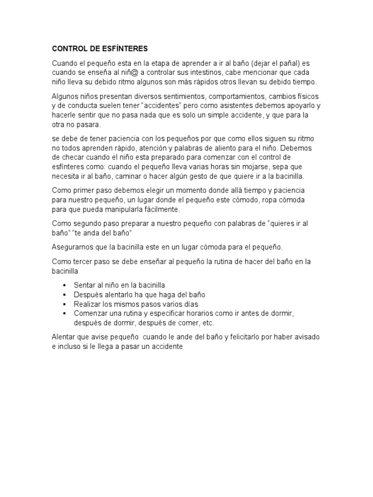 Control de Esfinteres | PDF