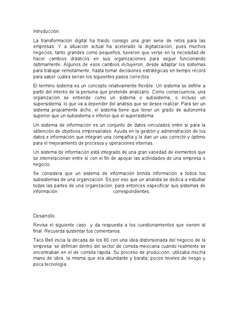 Tarea Sem2 Unidad2 Borrador | PDF | Sistema de informacion | Sistema de Información de Gestión