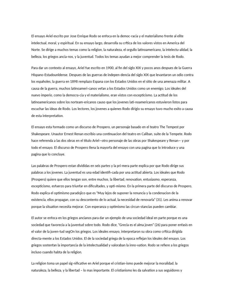 Ariel: Crítica de Rodo al Materialismo | PDF | Belleza | Democracia