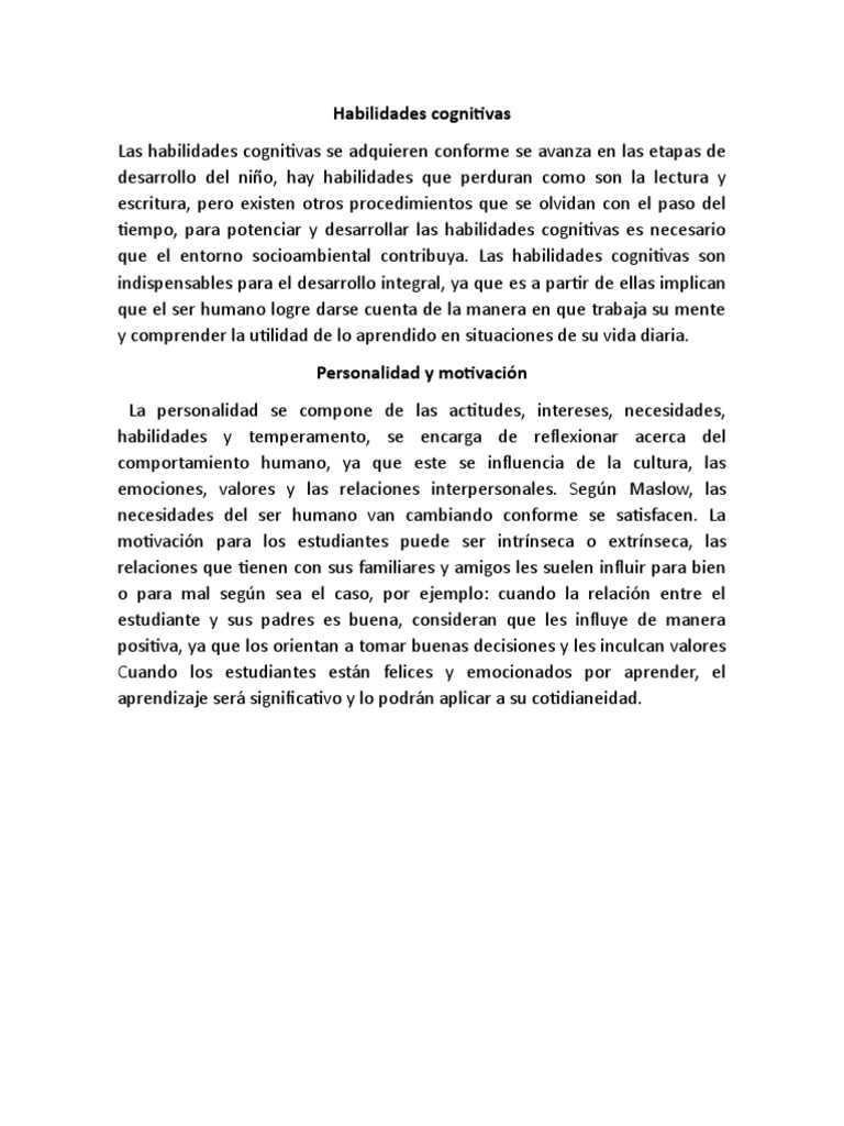 Habilidades cognitivas | PDF