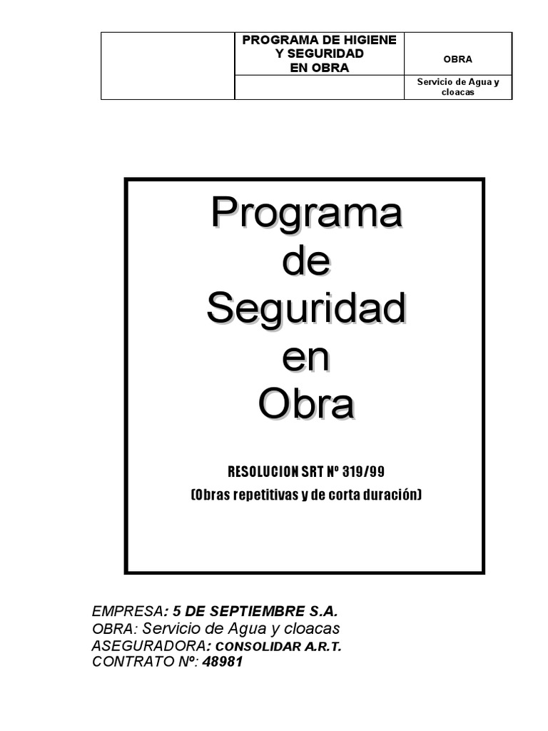 Programa 319 AGBA | PDF | Agua | Seguridad y salud ocupacional