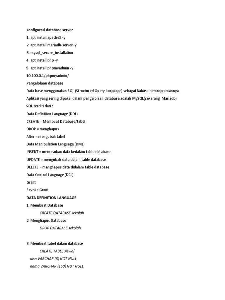 Materi Database Server | PDF