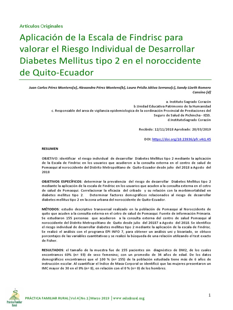 Riesgo Findrisck | PDF | Diabetes | Índice de masa corporal