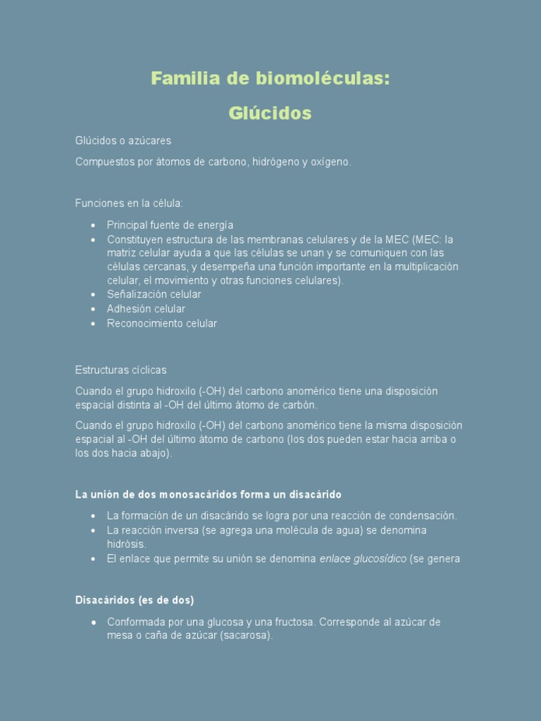 Funciones y Estructuras de los Glúcidos | PDF