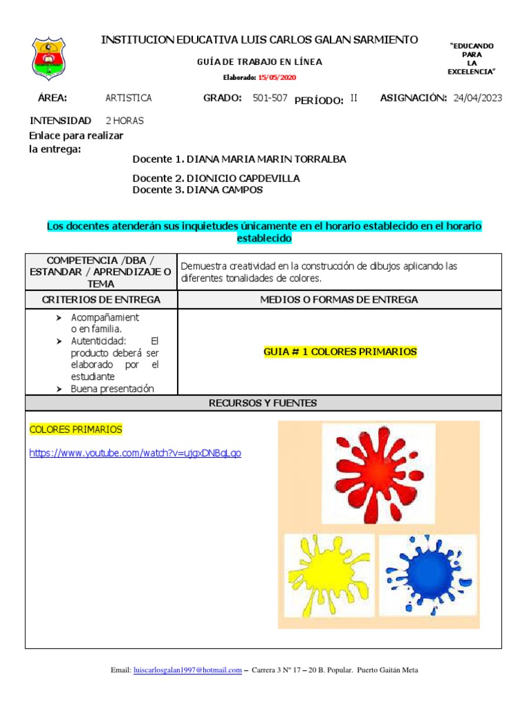 2023 501 Art Act 1 Colores Primarios. | PDF