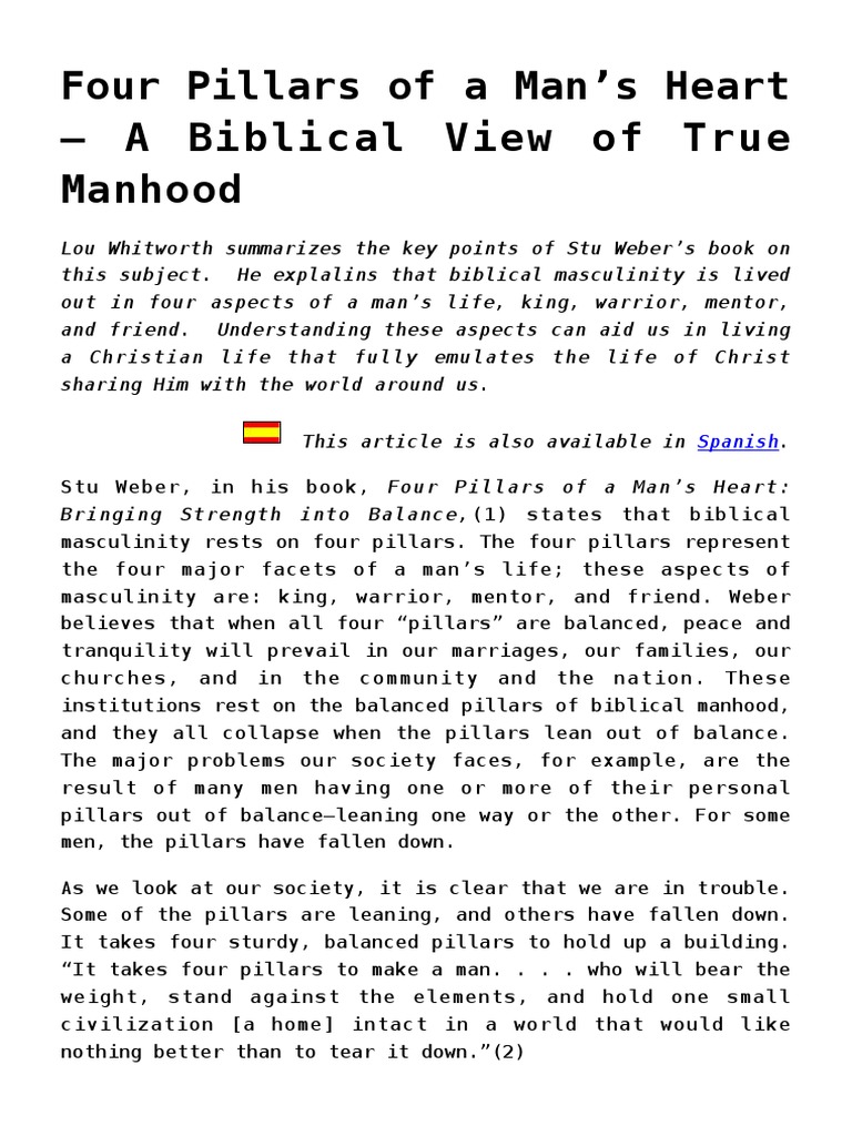 Four Pillars of A Mans Heart | PDF | Mentorship | Image Of God