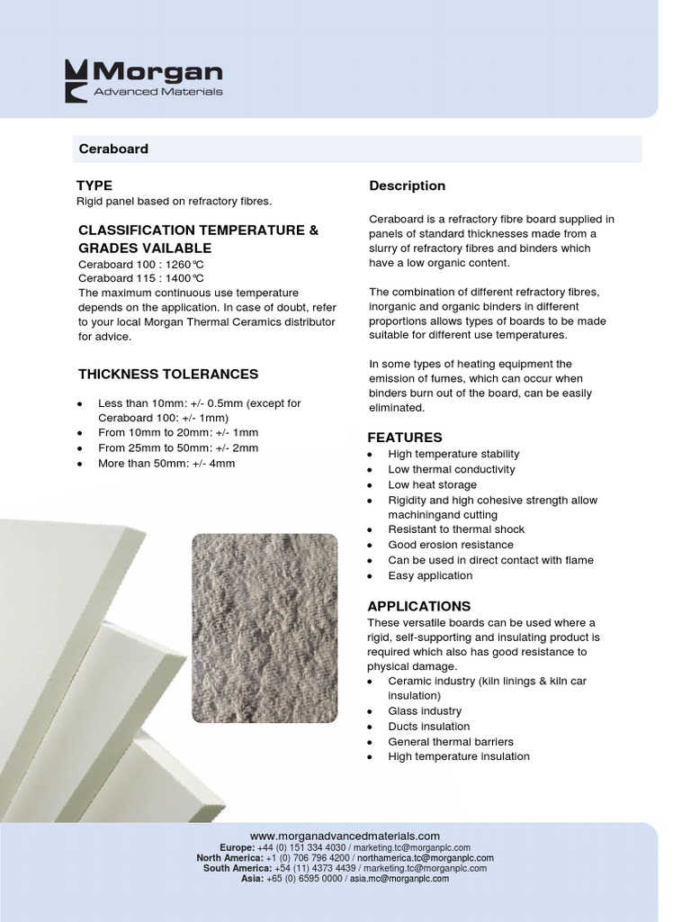 Thermal Ceramics - Ceraboard 100 | PDF | Refractory | Thermal Insulation