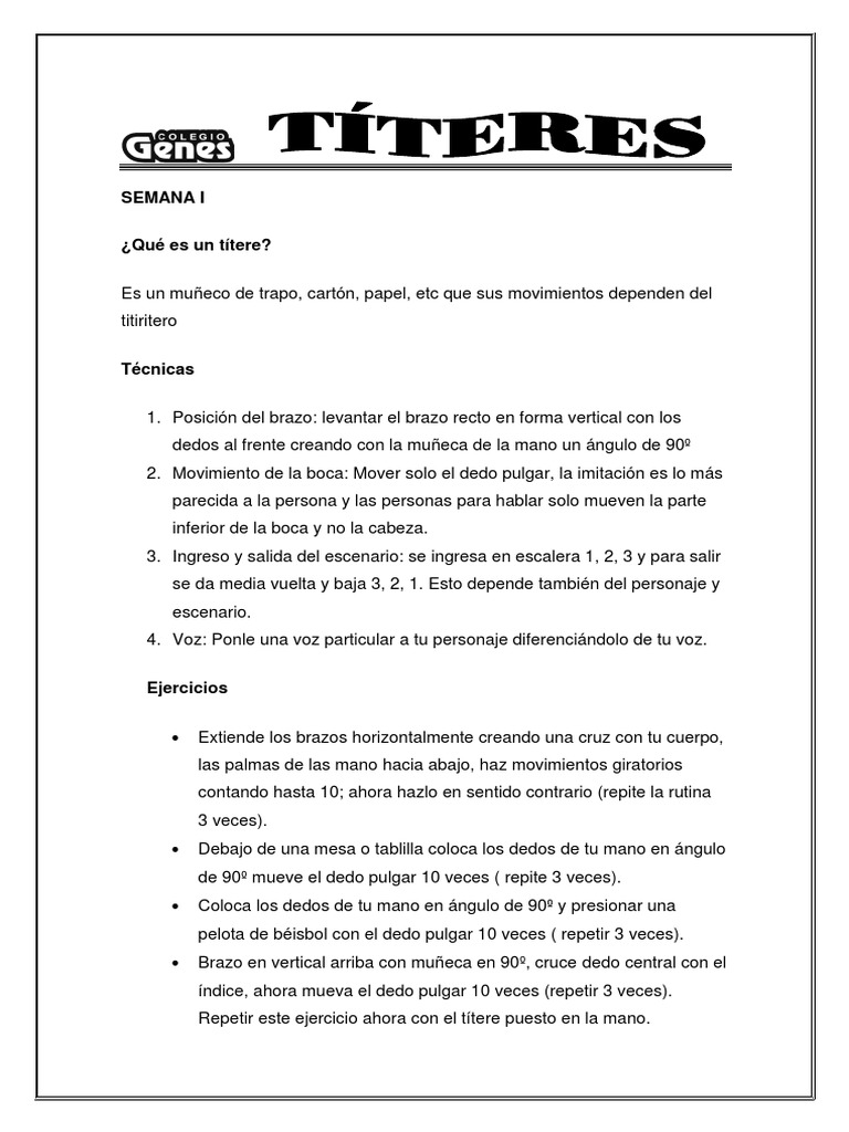 5to Grado Títeres | PDF | Mano | Marionetas