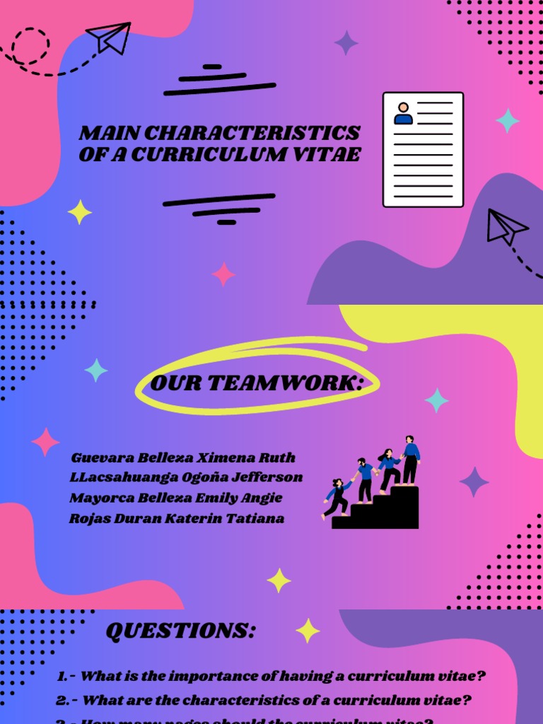 Work Main Characteristics of A Curriculum Vitae | PDF | Curriculum ...