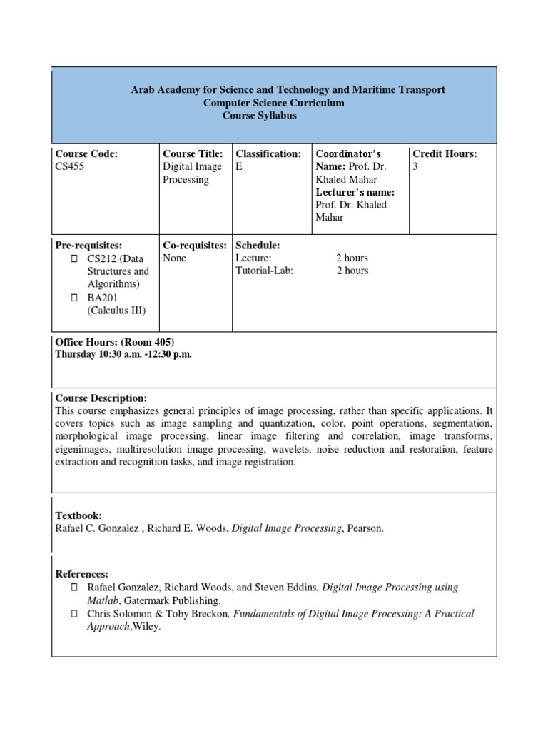 4 - CS455 - CS455 - Digital Image Processing | PDF | Image Segmentation ...
