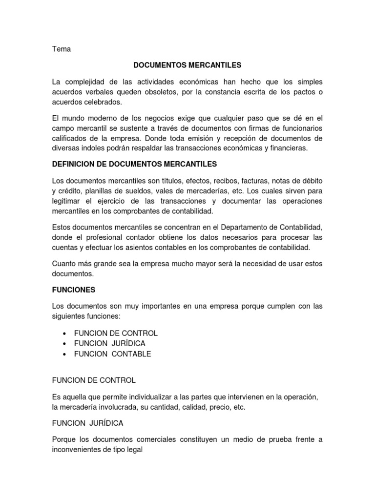 Documentos Mercantiles: Tipos y Funciones | PDF | Contabilidad | Pagaré