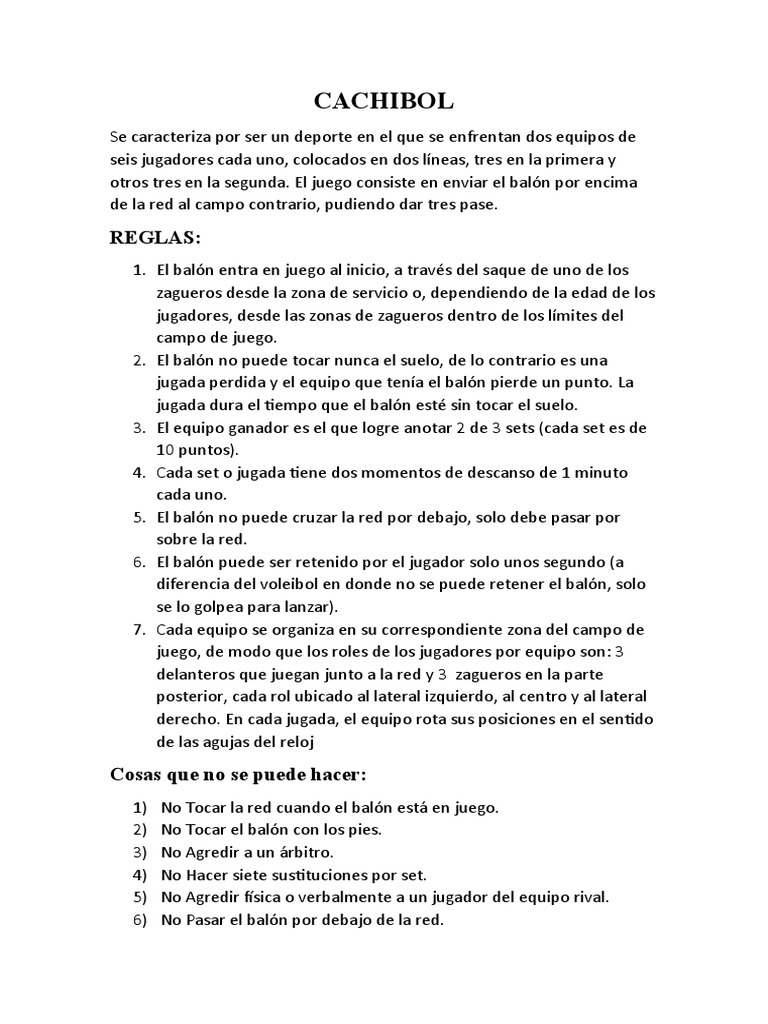 Cachibol: Reglas | PDF