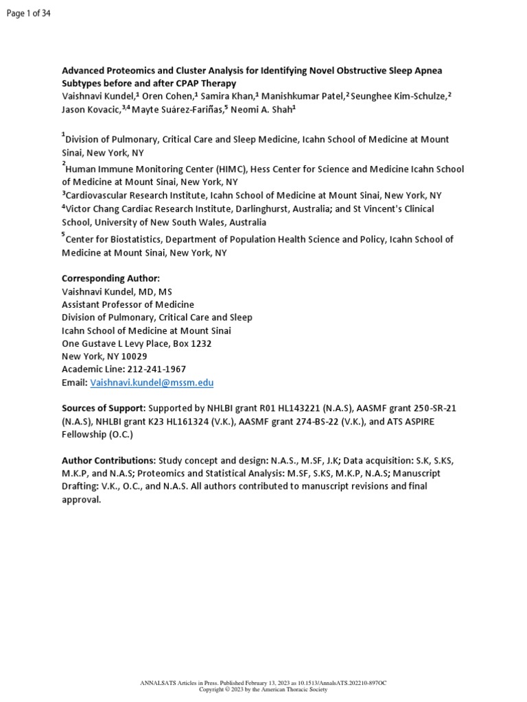 Advanced Proteomics and Cluster Analysis For Identifying Novel ...