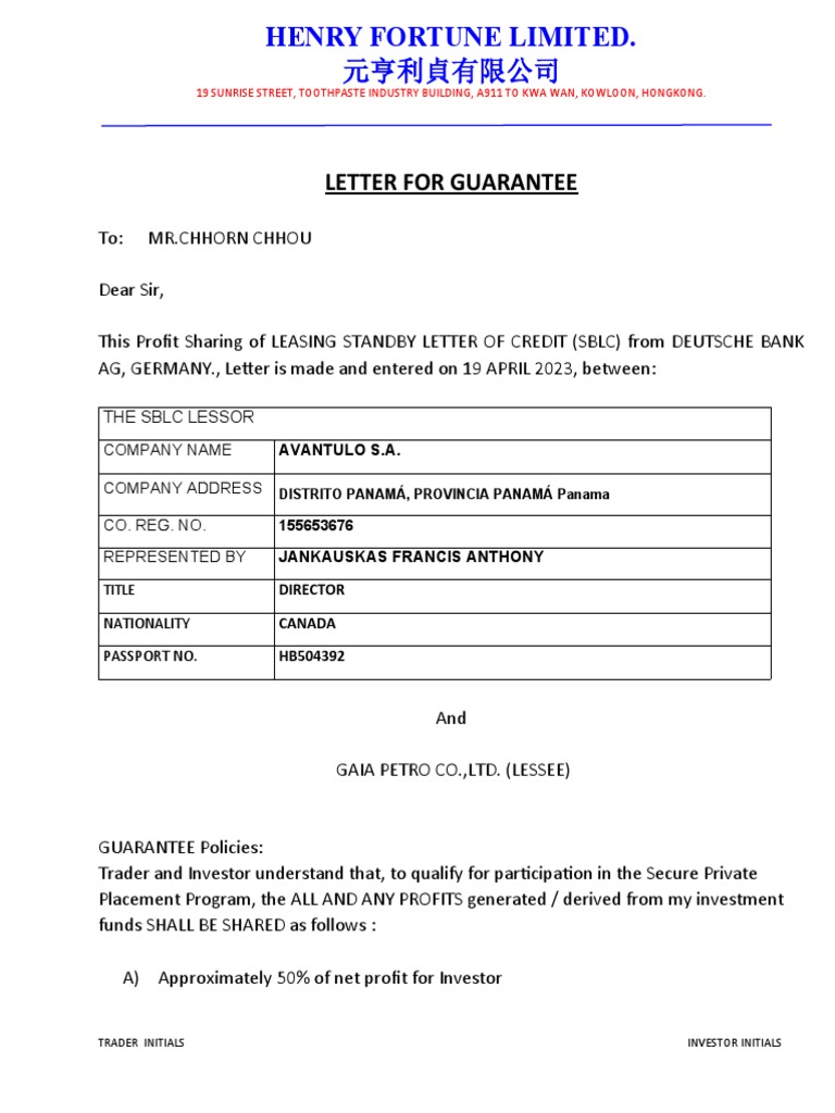 Letter For Profit Sharing | PDF | Money | Economies