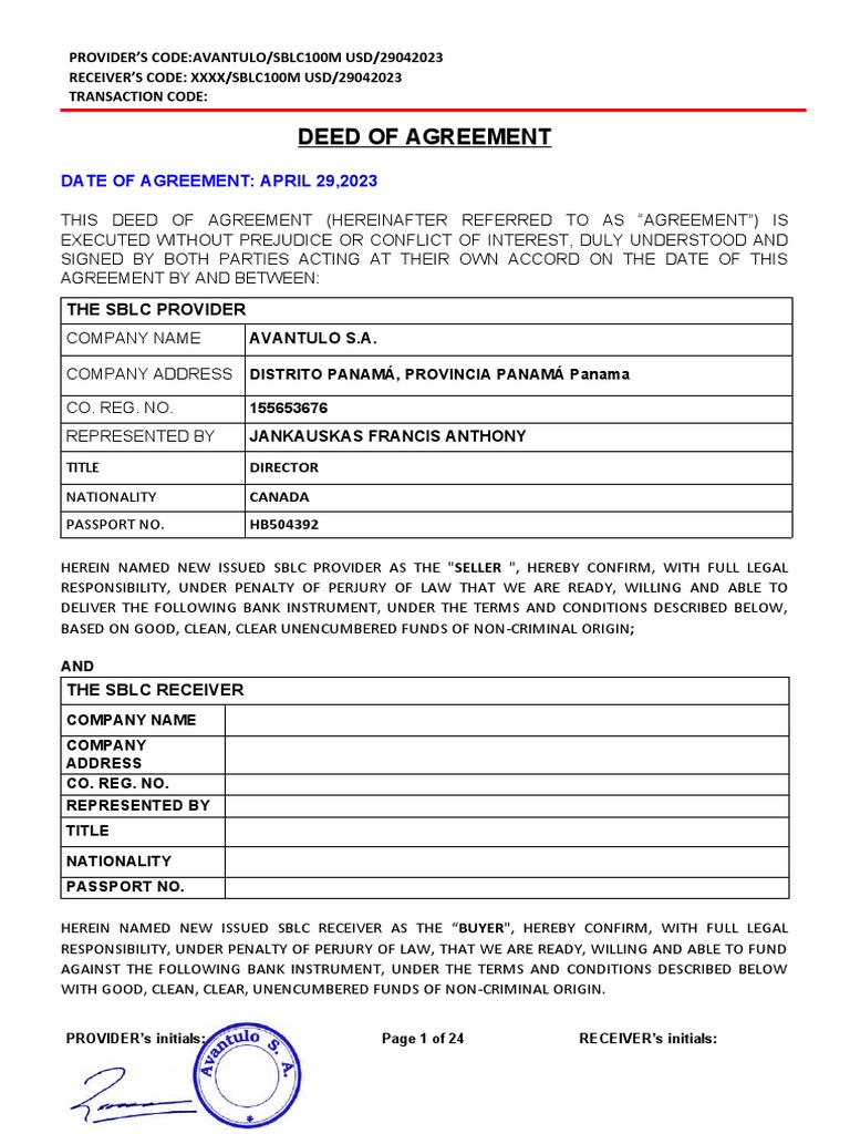 SBLC Purchase Doa 042023 | PDF