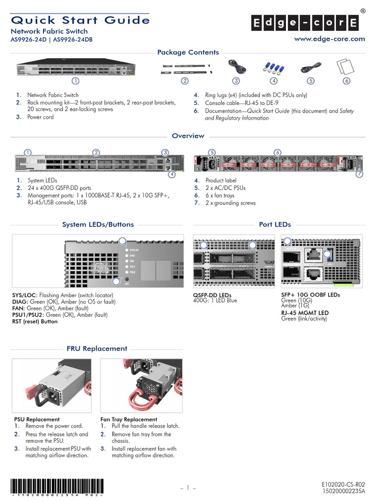 Quick Start Guide: Network Fabric Switch Package Contents | PDF | Alternating Current ...