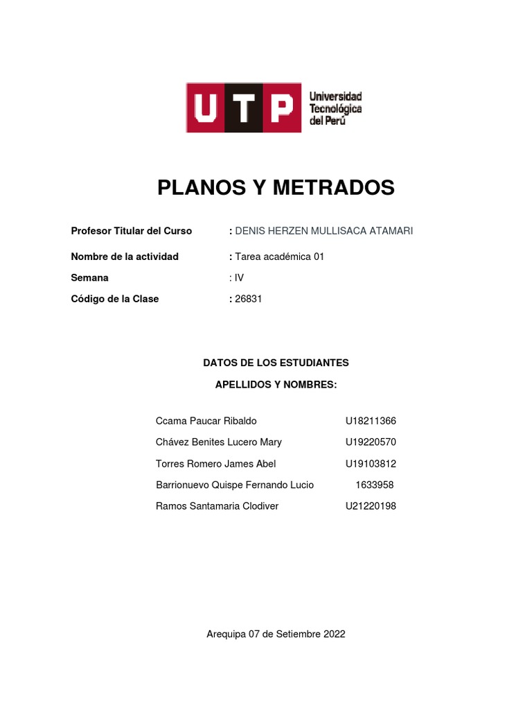 Tarea Academica 1 Planos y Metrados | PDF | Edificios y estructuras