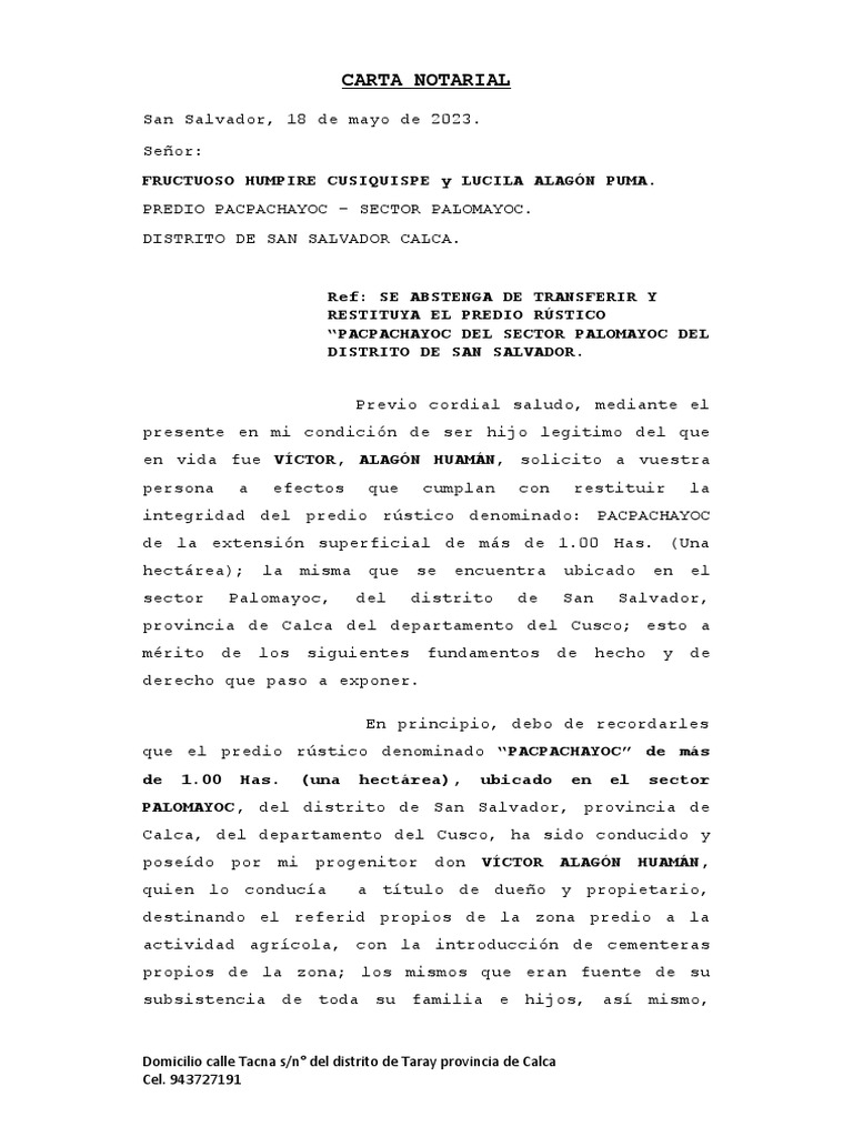 Carta Notarial | PDF