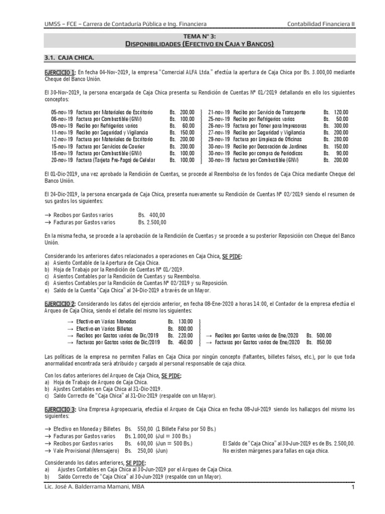 03 - Caja Chica - Ejercicios | PDF | Contabilidad | Economias