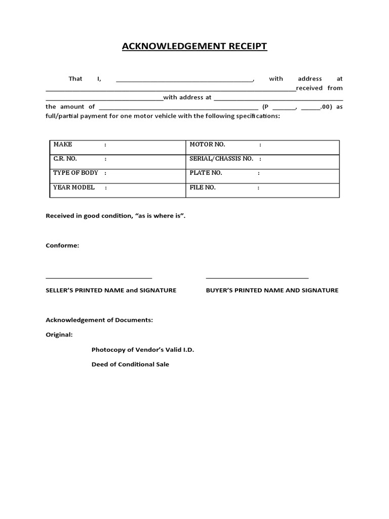 367221418-Acknowledgement-Receipt-Car | PDF