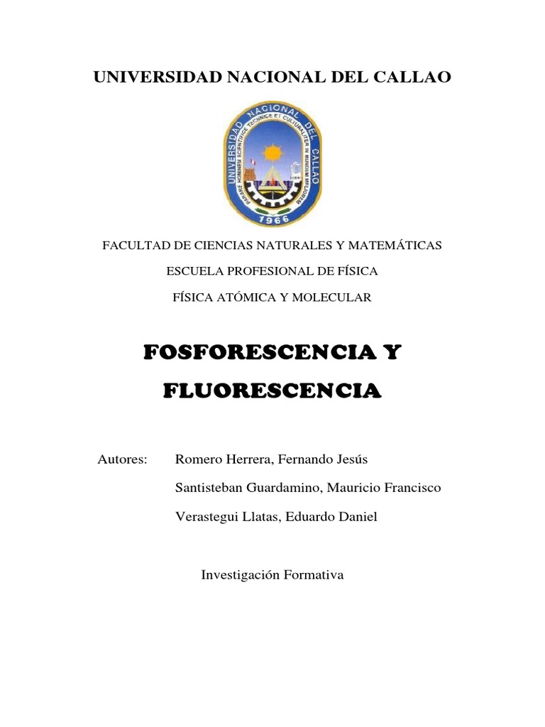 Fosforescencia y Fluorescencia | PDF | Fluorescencia | Espectro de emisión